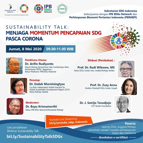 Leaflet Webinar IPB SDGs Network “Sustainability Talk : Menjaga Momentum SDG Pasca Corona ...